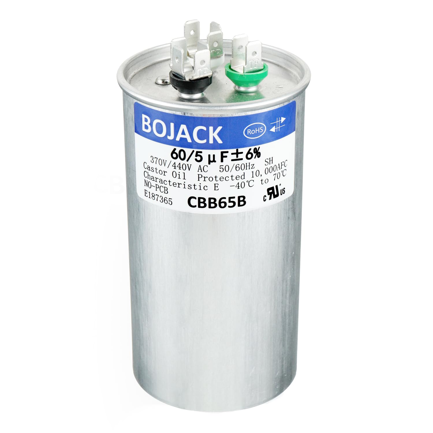 BOJACK 60+5uF 60/5MFD ±6% 370V/440V CBB65 Dual Run Circular Start Capacitor for AC Motor Run or ...