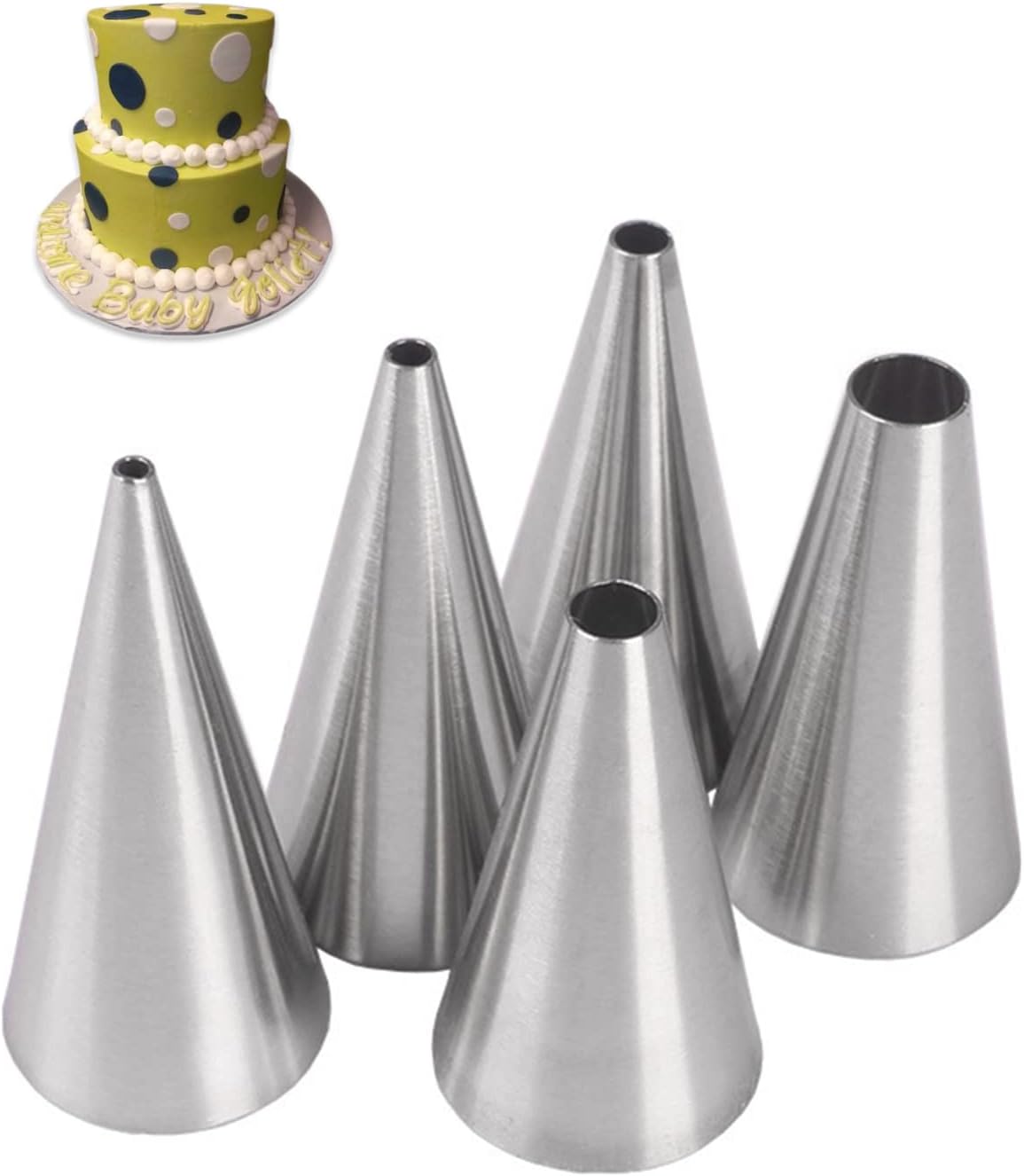 Amazon.com: 6pcs Round Piping Nozzles Set Stainless Steel Icing Piping ...
