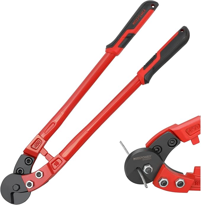 MAXPOWER Steel Cable Cutters,18-Inch Heavy Duty Wire Rope Cutter, Steel ...