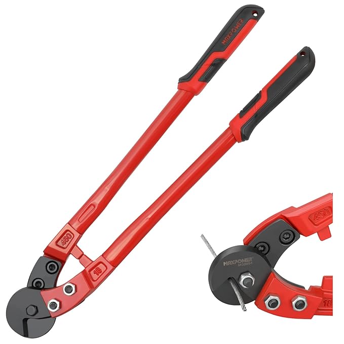 MAXPOWER Steel Cable Cutters,18-Inch Heavy Duty Wire Rope Cutter, Steel Wire Cutters Heavy Duty ...