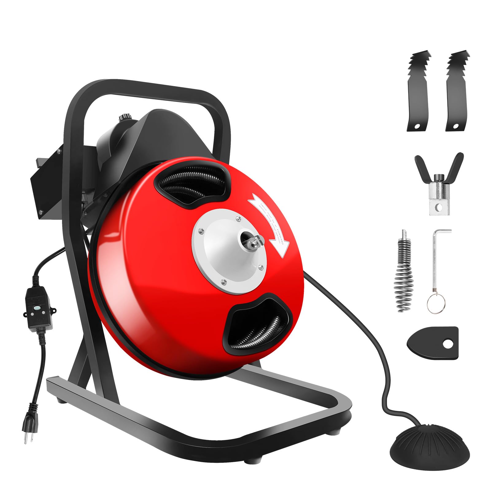 Electric Drain Cleaner Machine, 50ft 1/2 Inch with 5 Auger Bits Sets ...