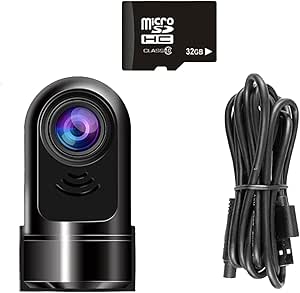 Amazon.com: 360 Video Recorder 1080p 360° Rotating Mini Dashcam Dash ...
