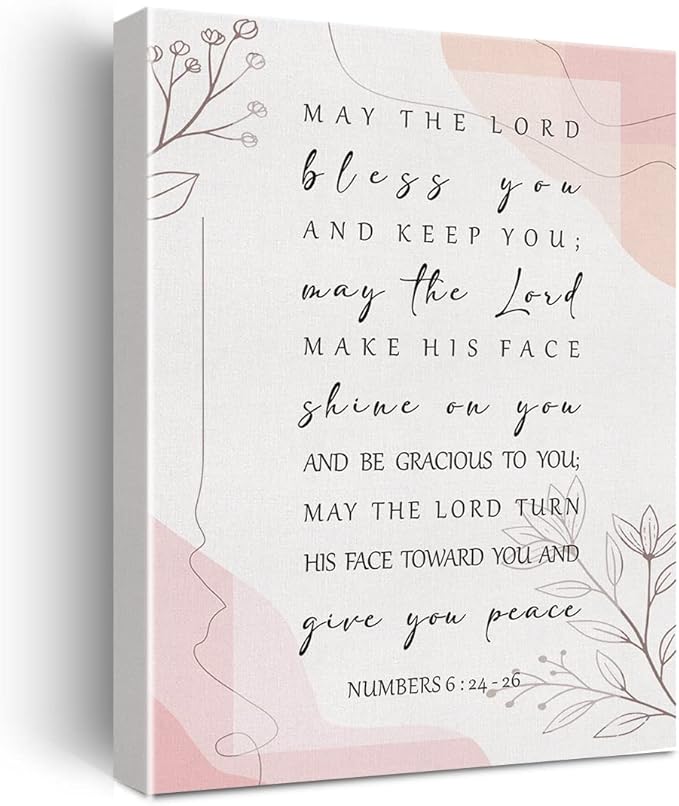 Amazon.com: Pink Home Decor Inspirational Bible Verse Canvas Print ...