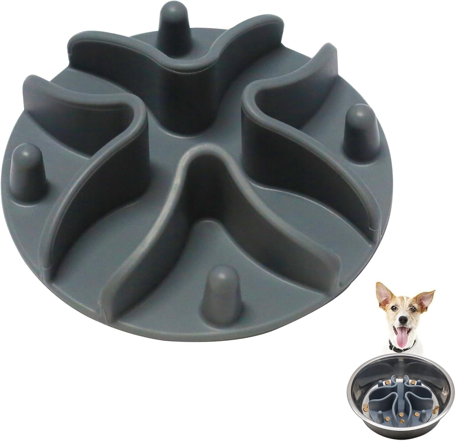 One Piece Silicone Slow Feeder Dog Bowl Insert Stong Suction Cups ...