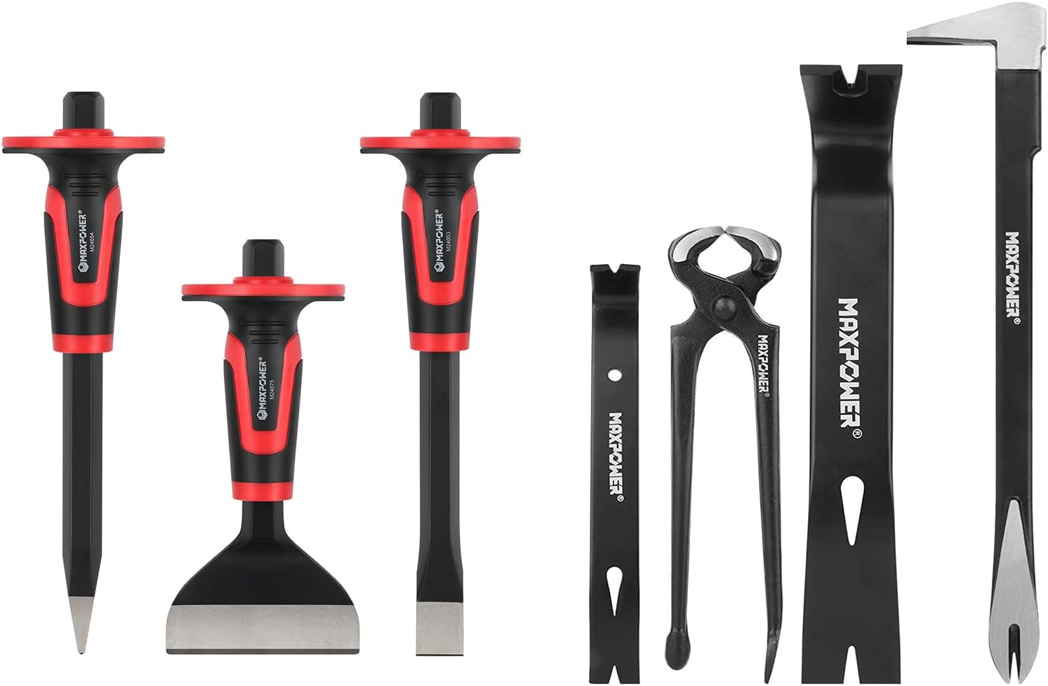 MAXPOWER Nail Puller Pry Bar Set and 3PCS Masonry Chisel Set - Amazon.com