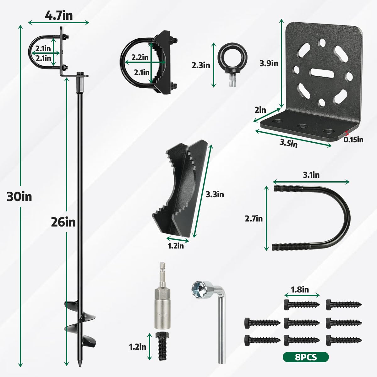 Snapklik.com : Hannger 4 Pack 30" Heavy Duty Ground Anchors Shed Anchor ...