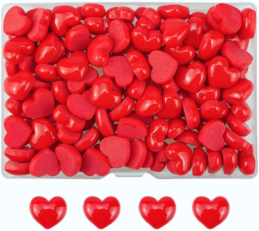 Amazon.com: FAZHBARY 120 PCS Red Heart Resin Flatback Plastic Mini ...