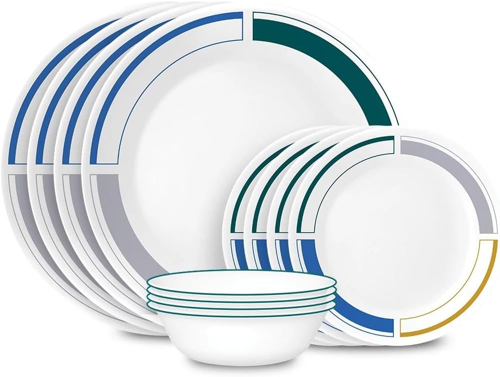 Amazon.com | Corelle® Color Block 12-piece Dinnerware Set, Service for ...