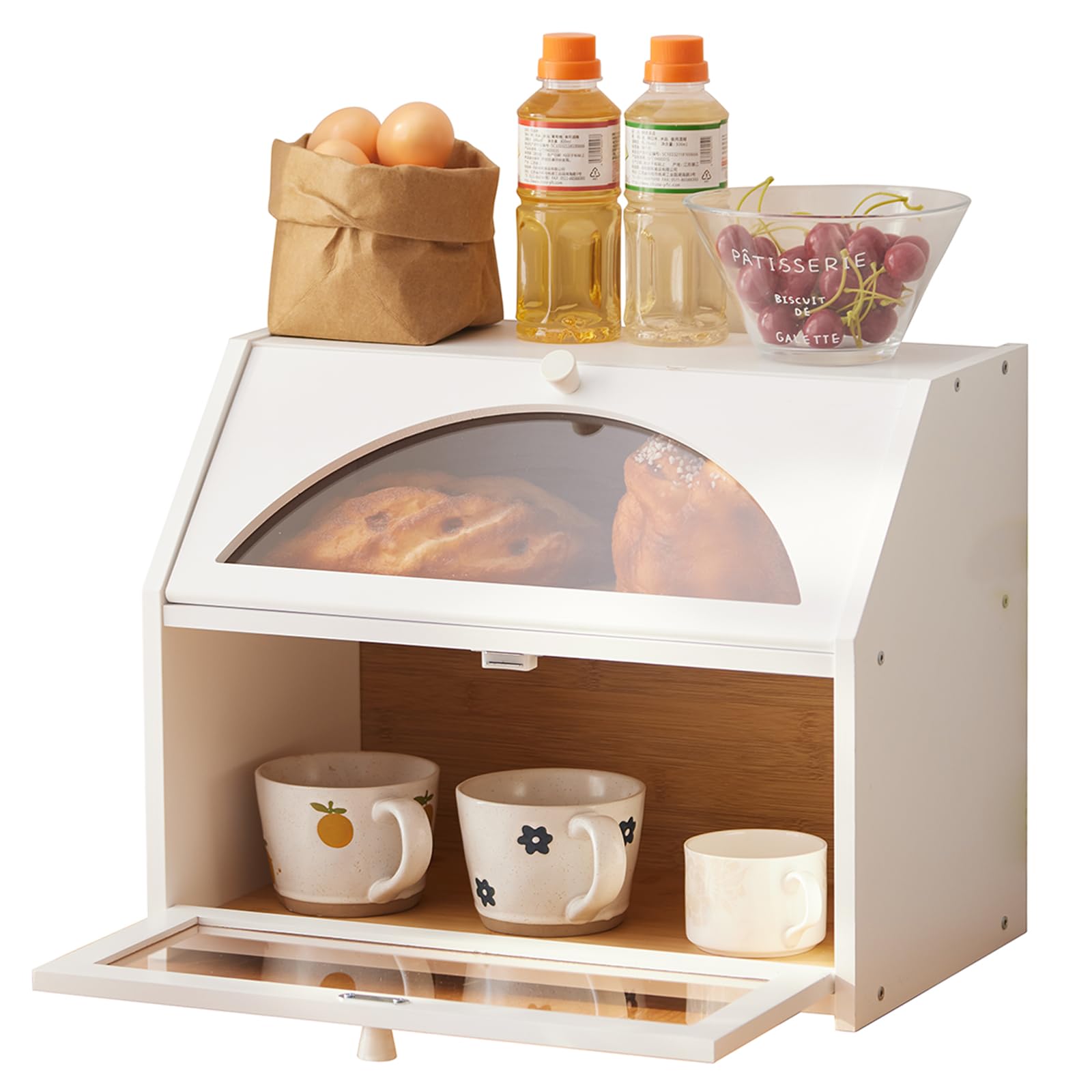 Snapklik.com : Bamboo Bread Box For Kitchen Bread Storage And Organizer ...