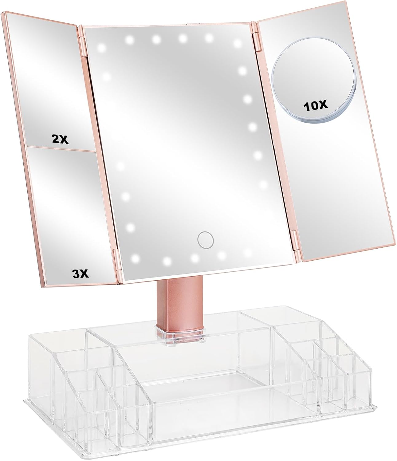 Amazon.com: realife Trifold Makeup Mirror with 24 LED Lights and ...