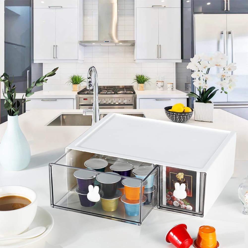 XongSyue Tea Bag Storage, Stackable Tea Box Organiser with 3 Drawers ...