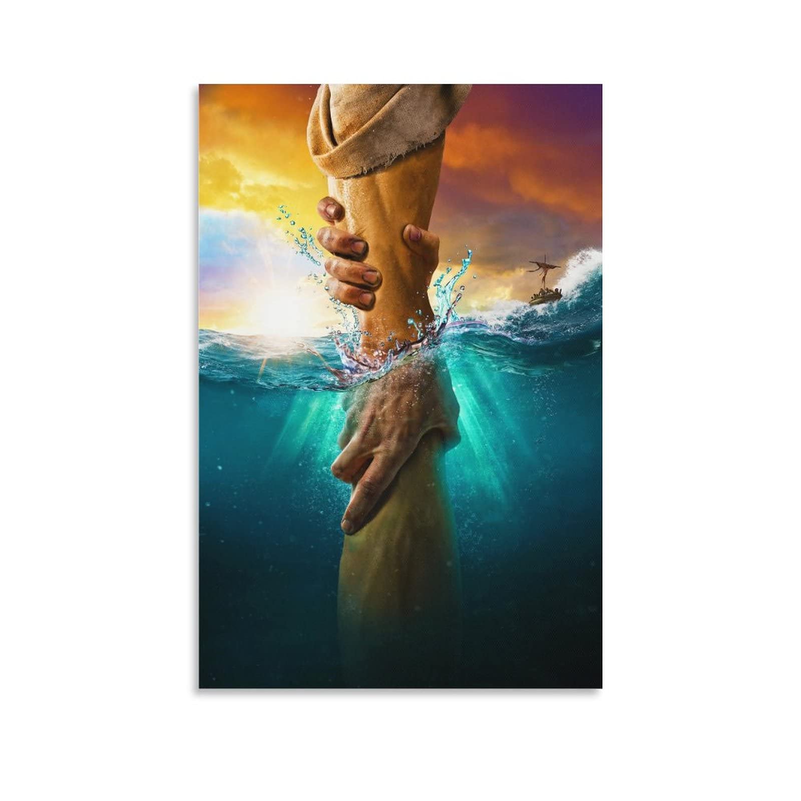 Amazon.com: Jesuuss Christ Saves Peter from Drowning Hand With God ...