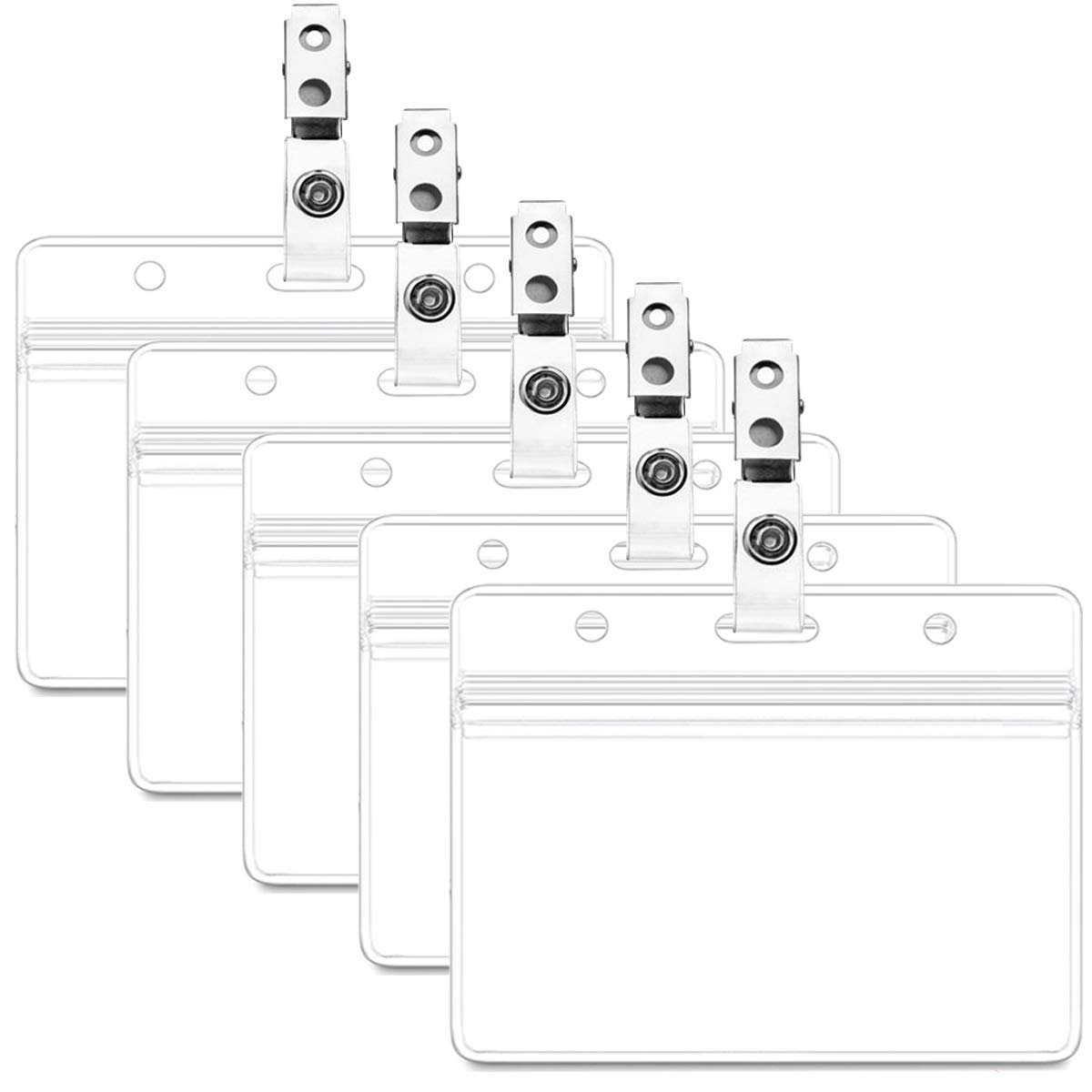 Amazon.com : Waterproof ID Badge Holder Vertical Clear PVC Name Holder ...