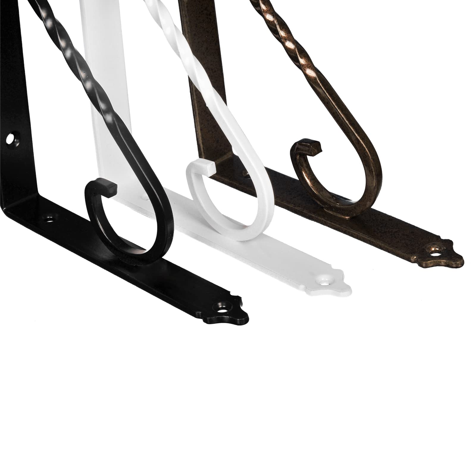 YAPIKAN 2-Pack Black Wrought Iron Shelf Bracket 9 x 6 inch - Metal L ...