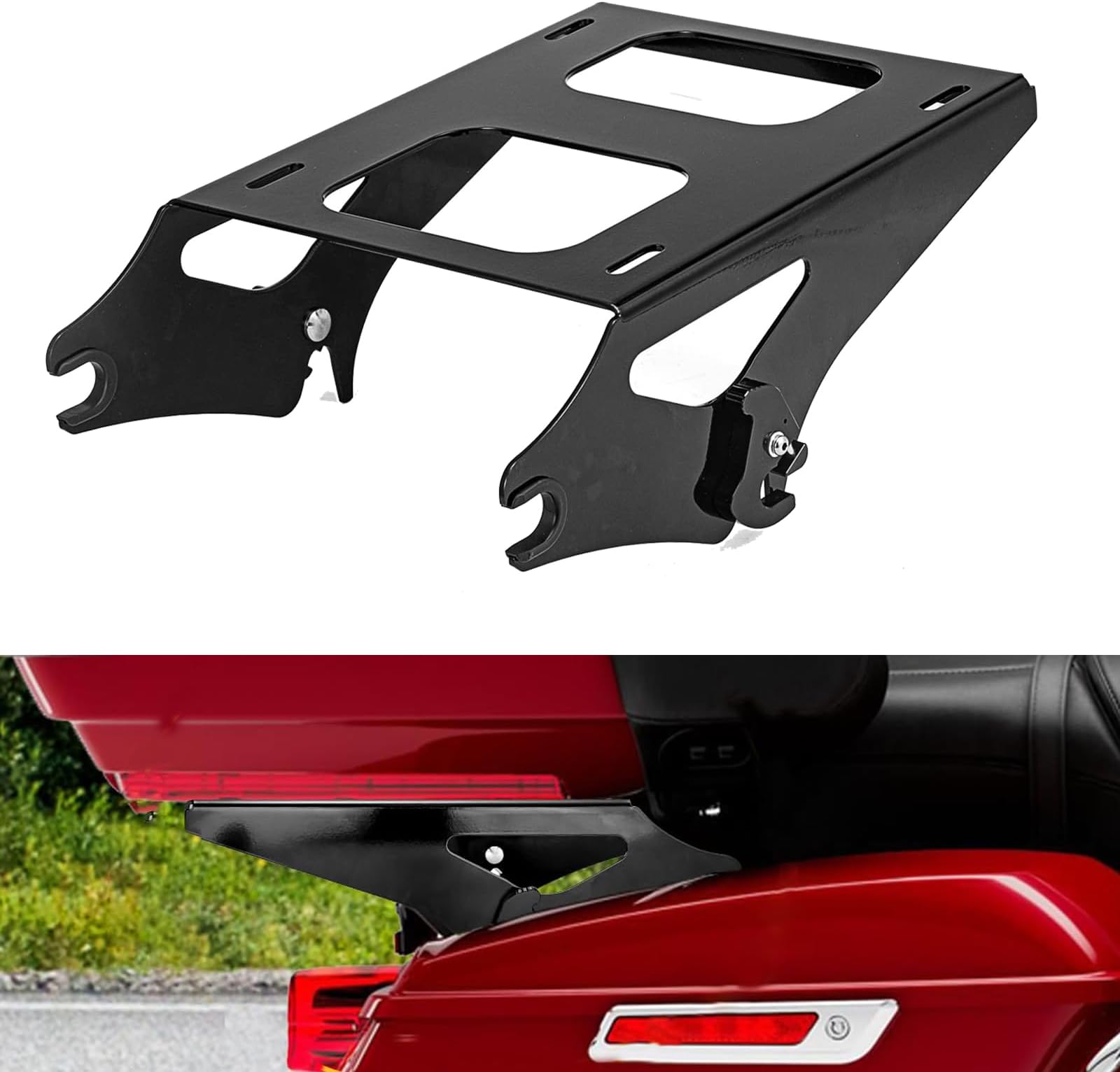 Amazon.com: Vivid Black Chopped Tour Pack Set w/Luggage Rack Mount Rack ...