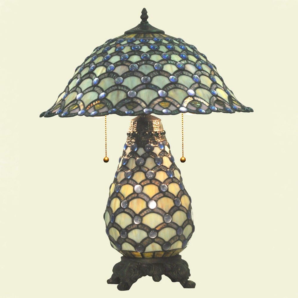 Tiffany Style Jeweled Table Lamp in Antique Brass - Amazon.com