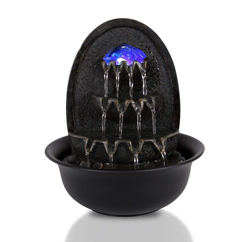 Serenelife Desktop Electric Water Fountain Decor W Led Illuminated ...