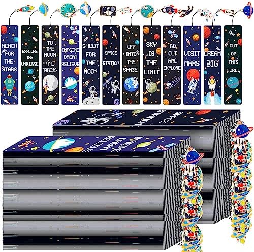 Amazon.com: 288 Pieces Space Theme Bookmarks with Metal Charms Planet ...