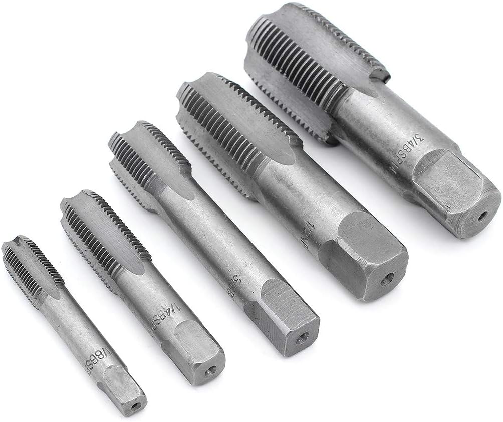 Yuhtech 5Pcs Steel BSP 55 Degree Hand Taper Pipe Thread Tap G1/8 G1/4 ...