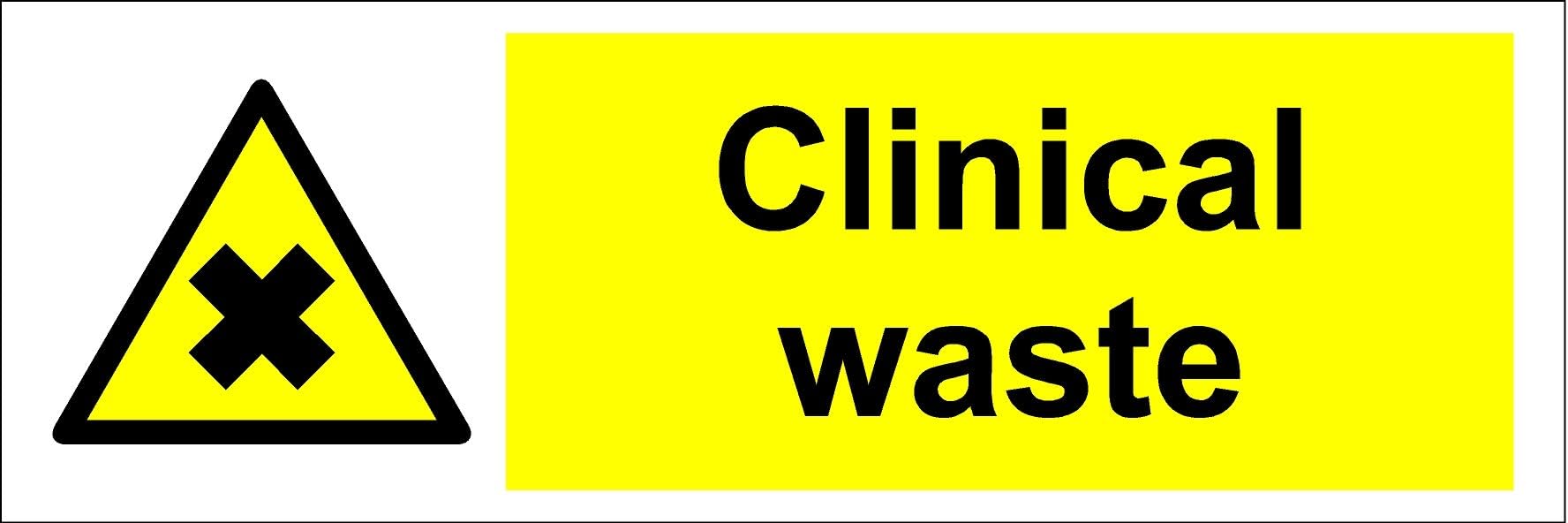 Clinical waste Safety sign - Pack of 8 150mm x 50mm Self adhesive ...