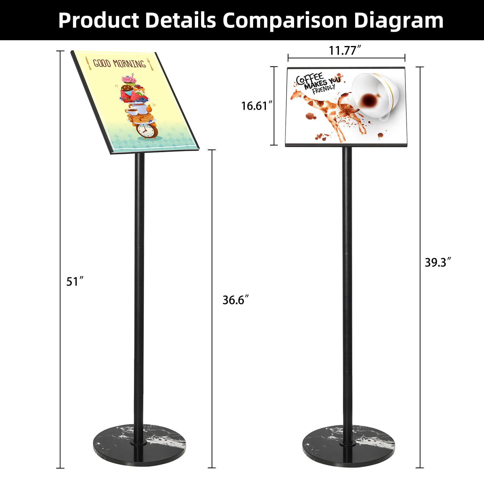 Poster Holder 4 Pack A3 Heavy Duty Floor Sign Stands - Adjustable ...