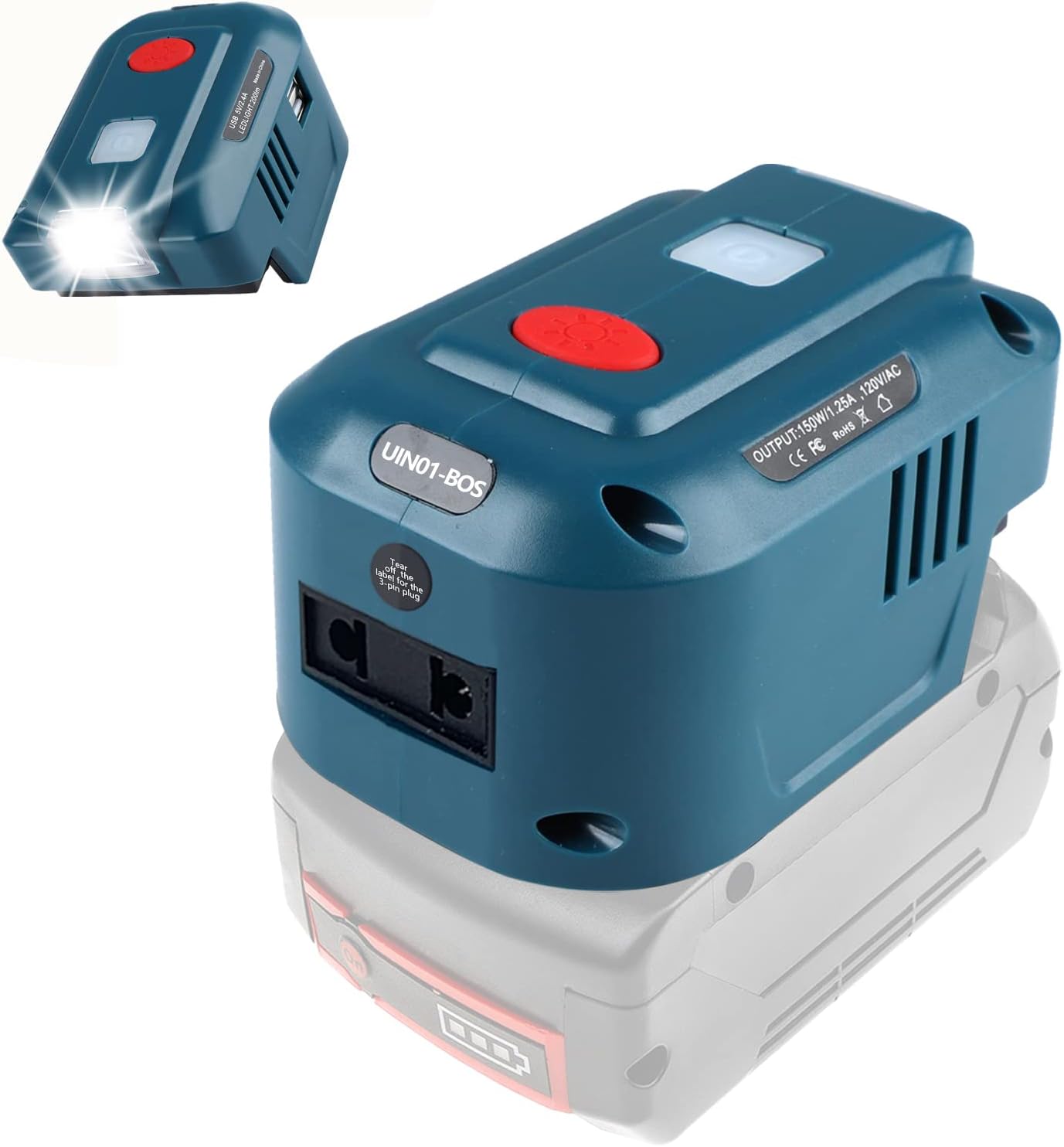 150W Wechselrichter Kompatibel für Bosch Professional 18V Akku GBA, DC 18V bis AC 220V, Tragbare ...