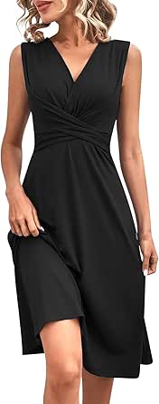 Élégante robe de bureau pour femme sans manches avec col en V, robe de ...