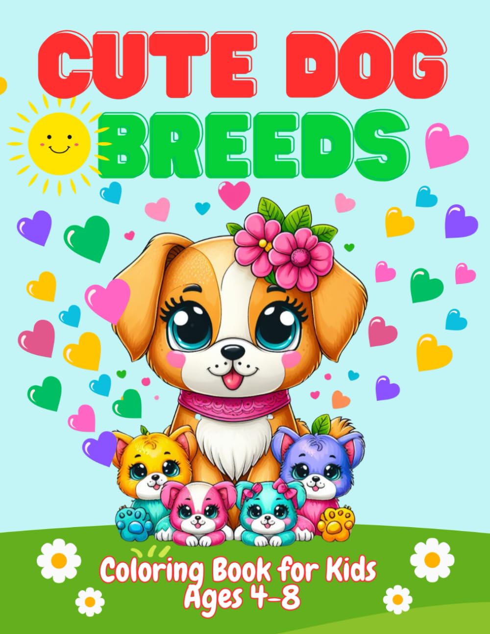 Cute Dog Breeds Coloring Book for Kids Ages 4-8: 50 Coloring Pages with ...