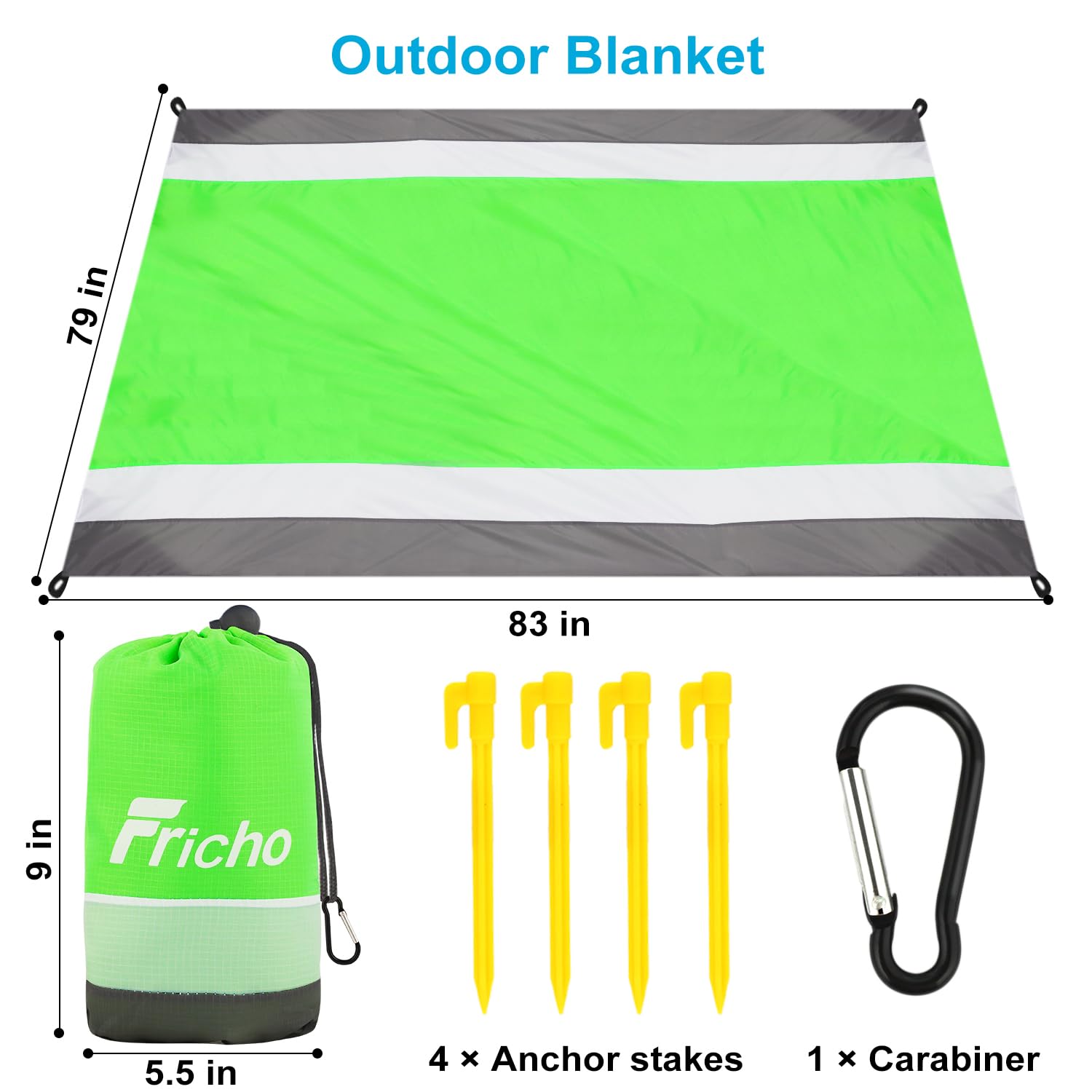 Fricho Beach Blanket Waterproof Sandproof, 83*79" Picnic Mat Oversized ...