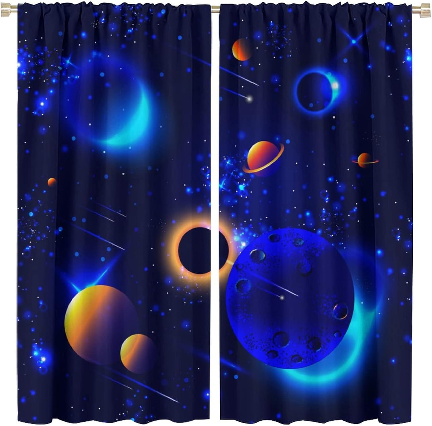 Amazon.com: Outer Space Blackout Curtains Galaxy Solar System Planetary ...