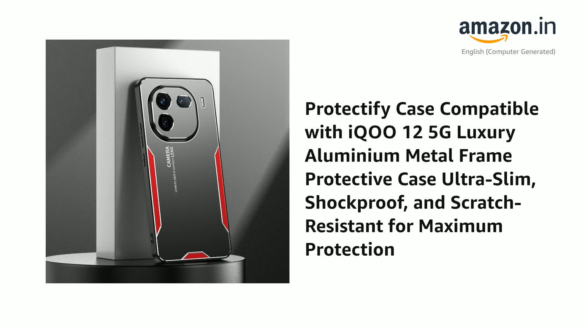 Watch Protectify Case Compatible with iQOO 12 5G Luxury Aluminium Metal ...