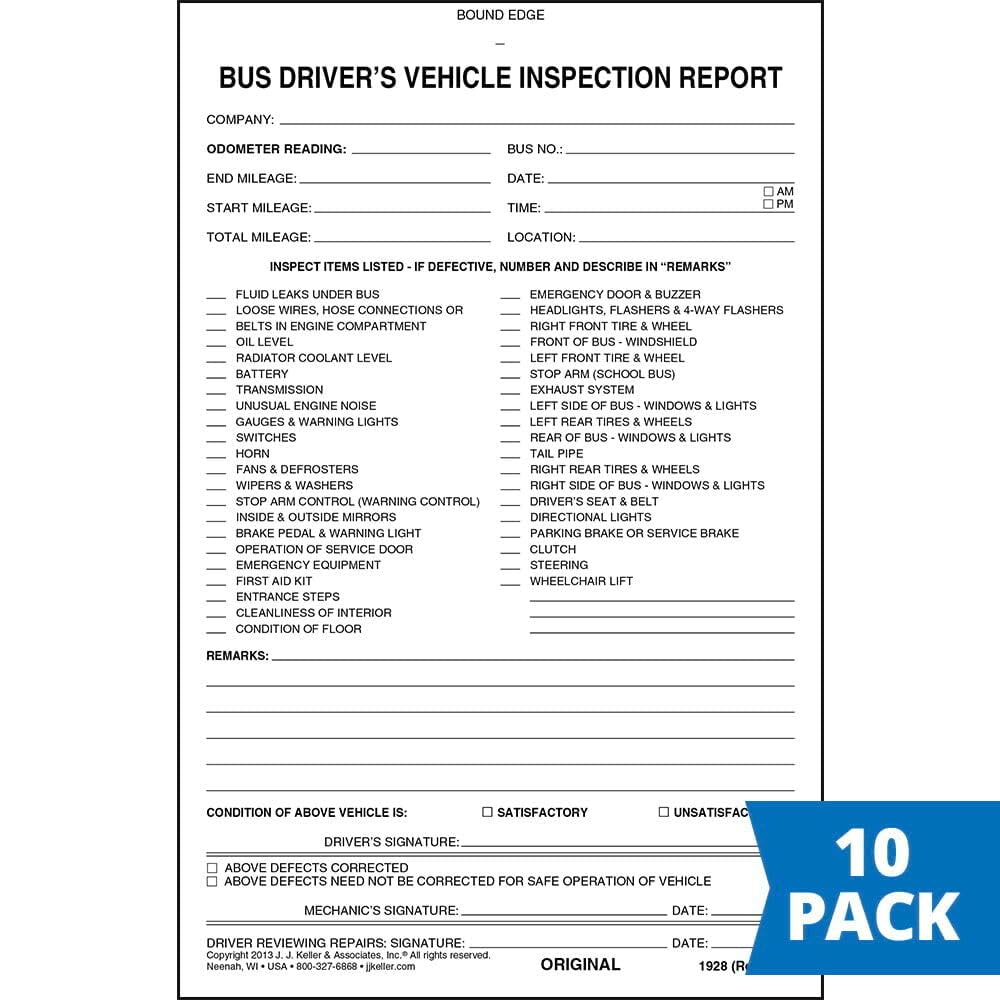 Carbonless Vehicle Inspection Books Driver's Vehicle Inspection Report ...