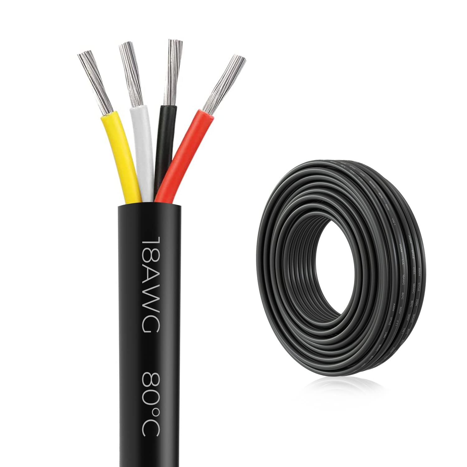 Snapklik.com : Firmerst 18 Gauge 100 Feet 4 Conductor Tinned Copper ...