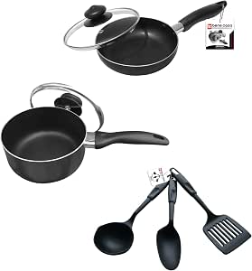 Amazon.com: Bene Casa - Black Nonstick Aluminum Frying Pan with Glass ...