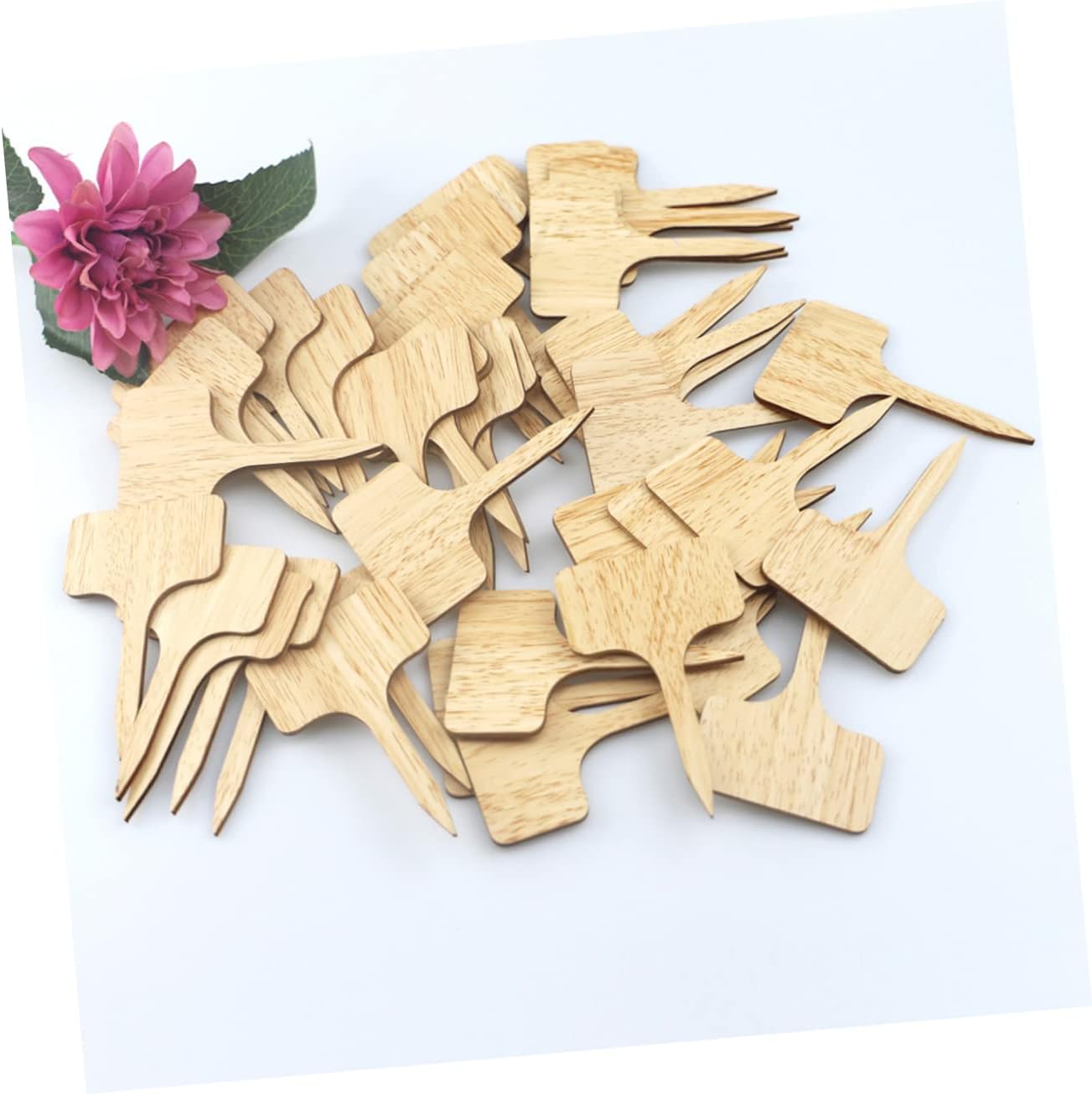 Happyyami 1 Set 50Pcs T-Shaped Wooden Plant Sign Insert suculentas Mini ...