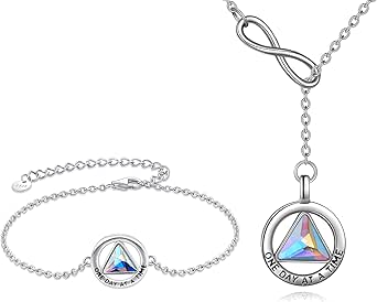Amazon.com: YAFEINI AA Recovery Jewelry 925 Sterling Silver Crystal AA ...