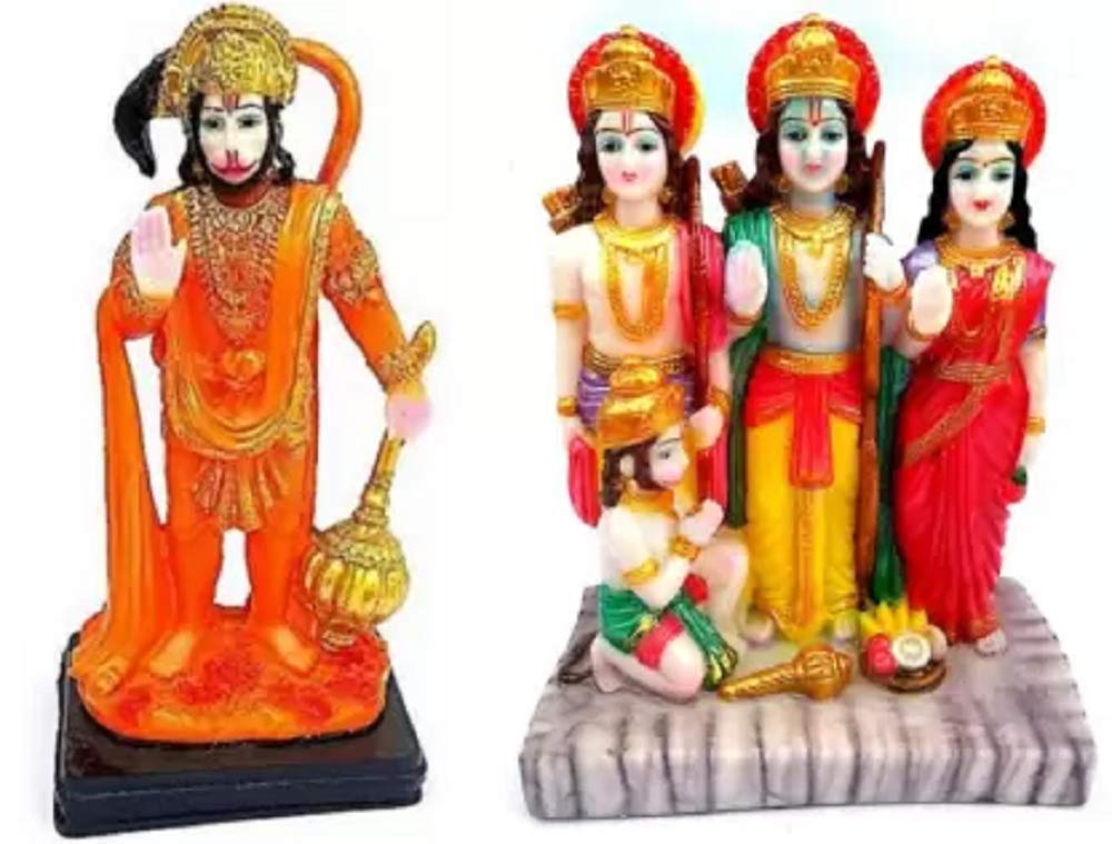 Buy krishnagallery1 Standing Hanuman Murti & Ram Darbar Statue Murti ...