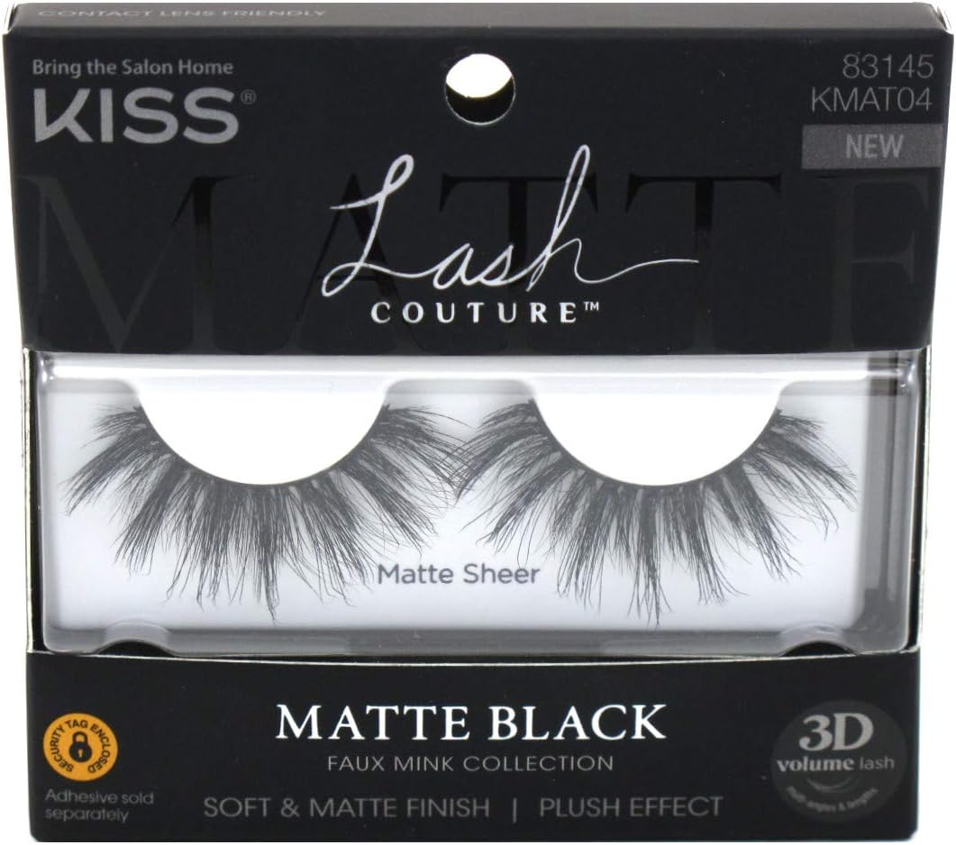 Amazon.com: KISS Lash Couture False Eyelashes, Matte Black Faux Mink ...
