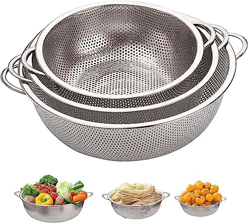 FEELING MALL Stainless Steel Round Hole Basket Fruit Drain Rice Mesh ...