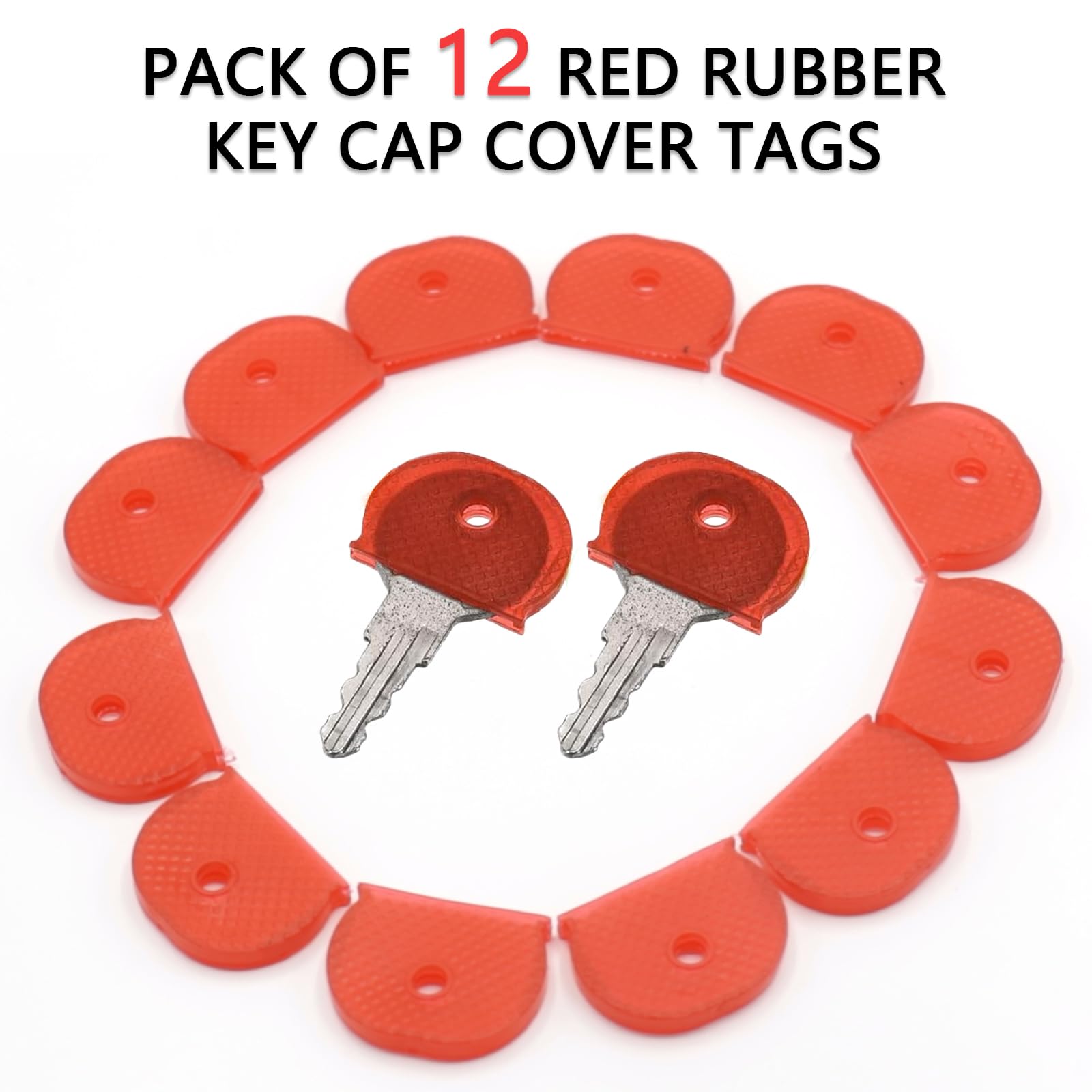 Snapklik.com : Pack Of 12 Red Rubber Key Cap Cover Tags, Key Head ...