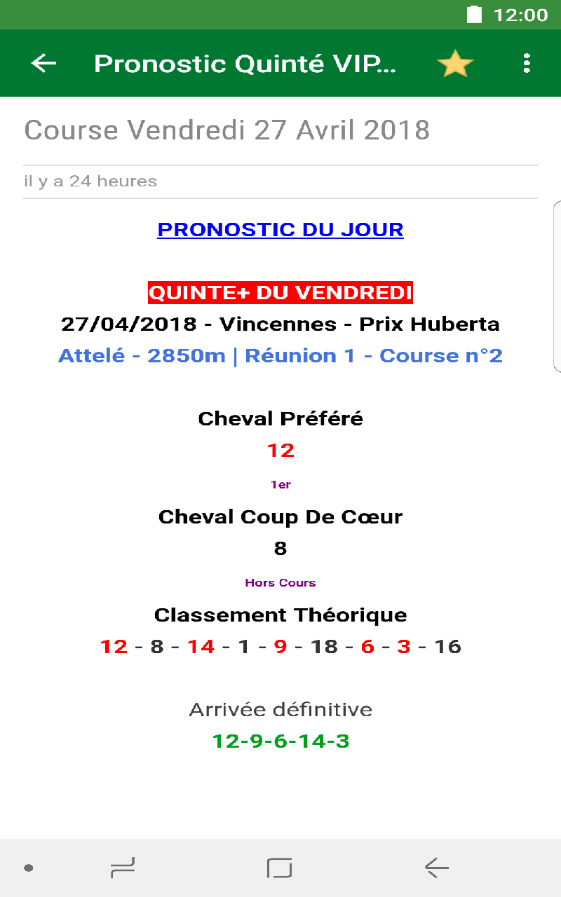 Pronostic Quinté VIP - Application sur Amazon Appstore
