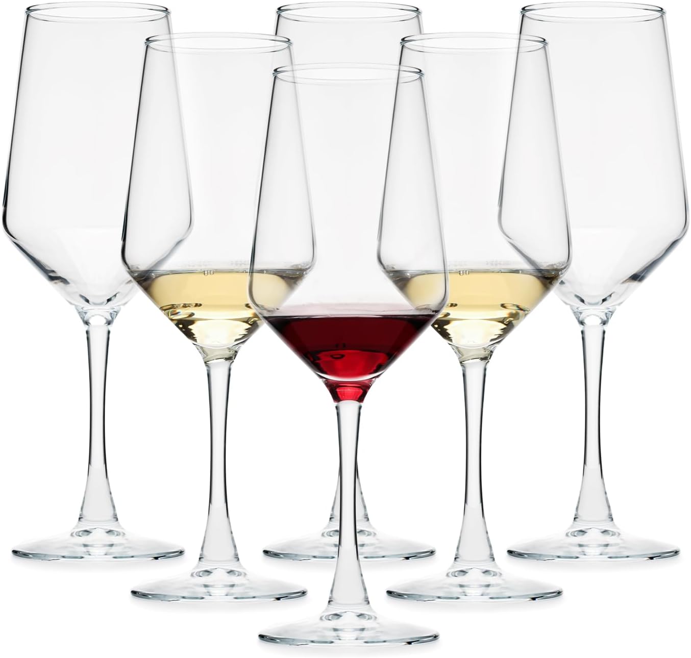 Amazon.com | OUWO Wine Glasses Set of 6, 13.5oz Red & White Wine Glass ...