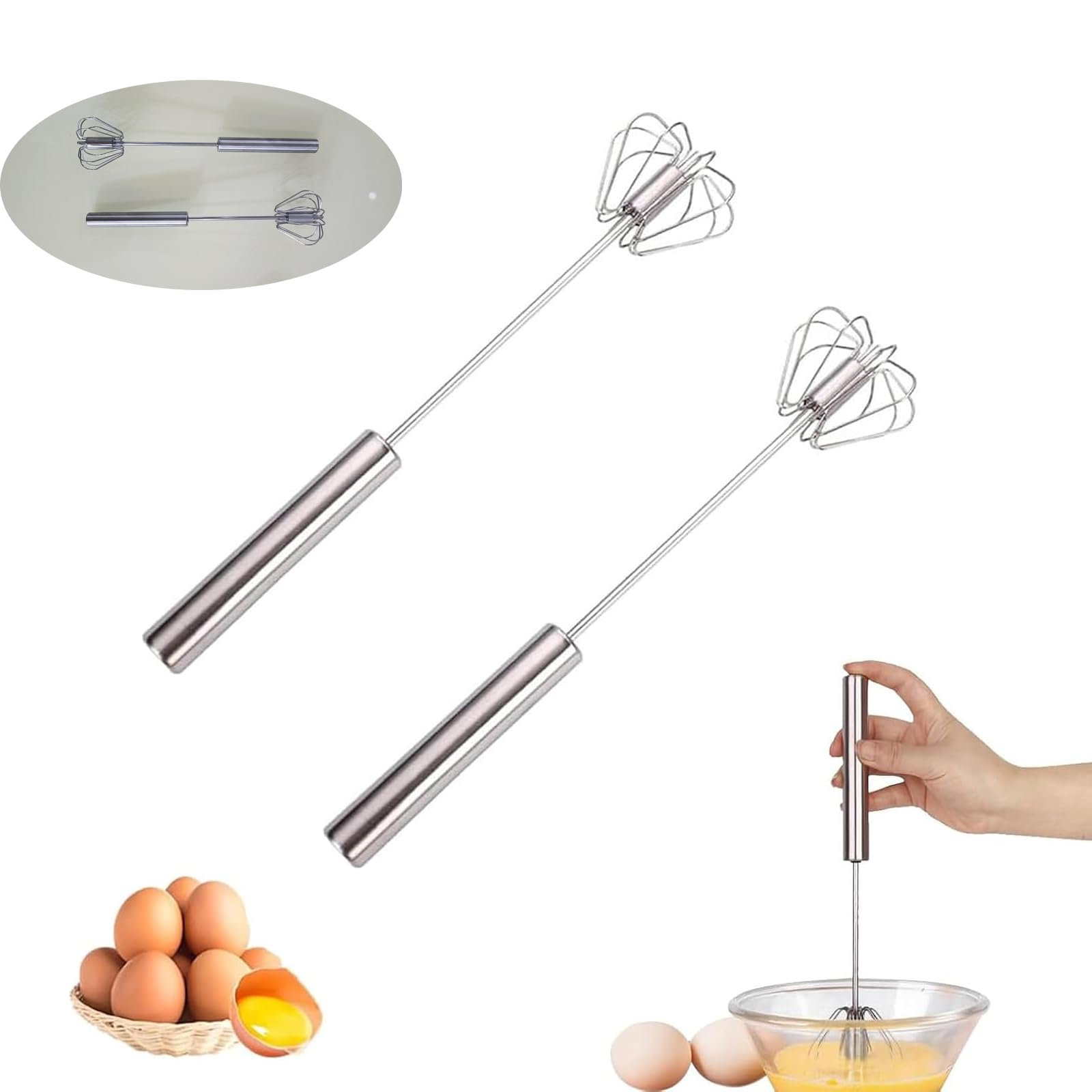 Amazon.com: 2025 Upgrade Mini Whisk,Stainless Steel Semi-Automatic ...