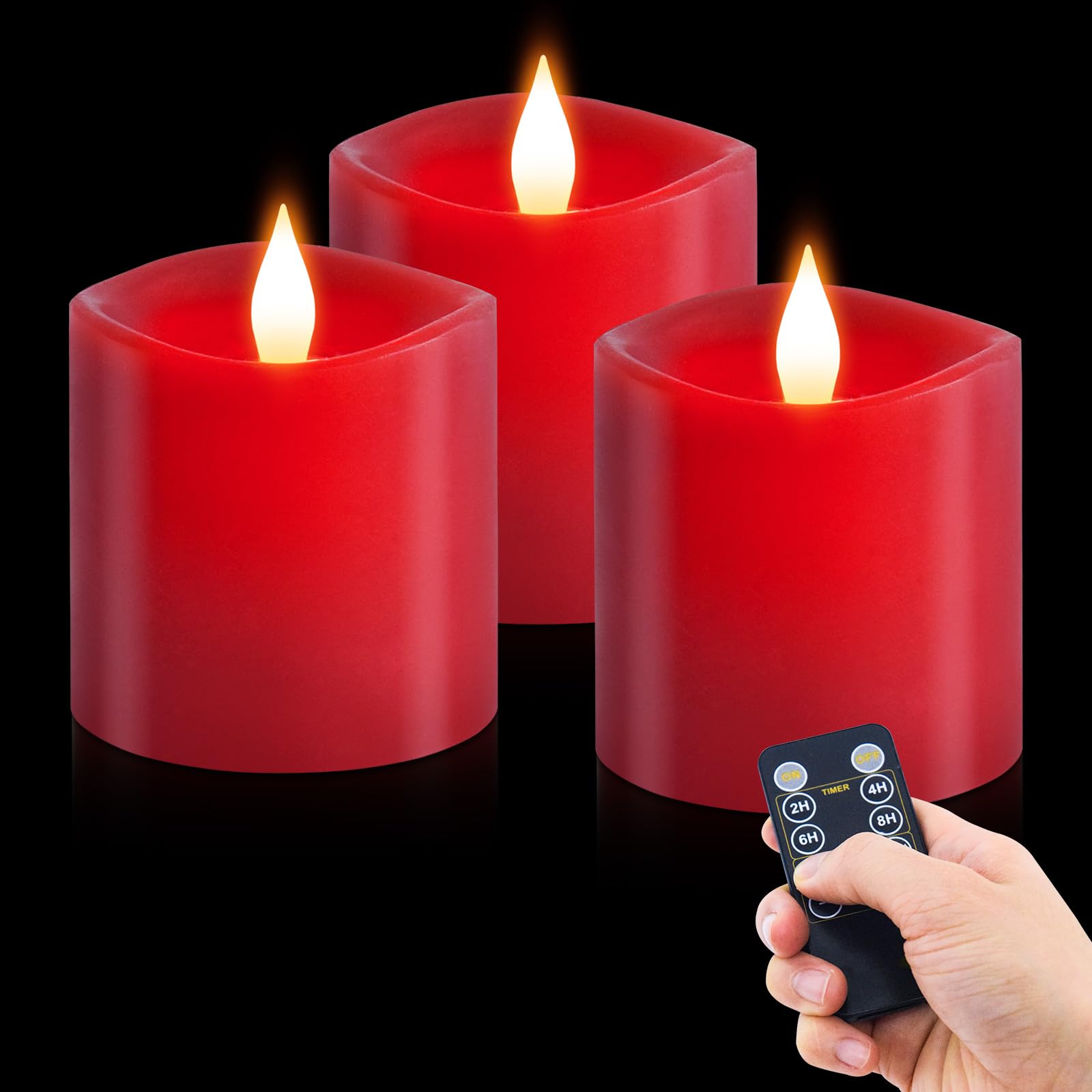 Amazon.com: milysoek 3x3 Flickering Flameless Candles Set of 3, LED ...
