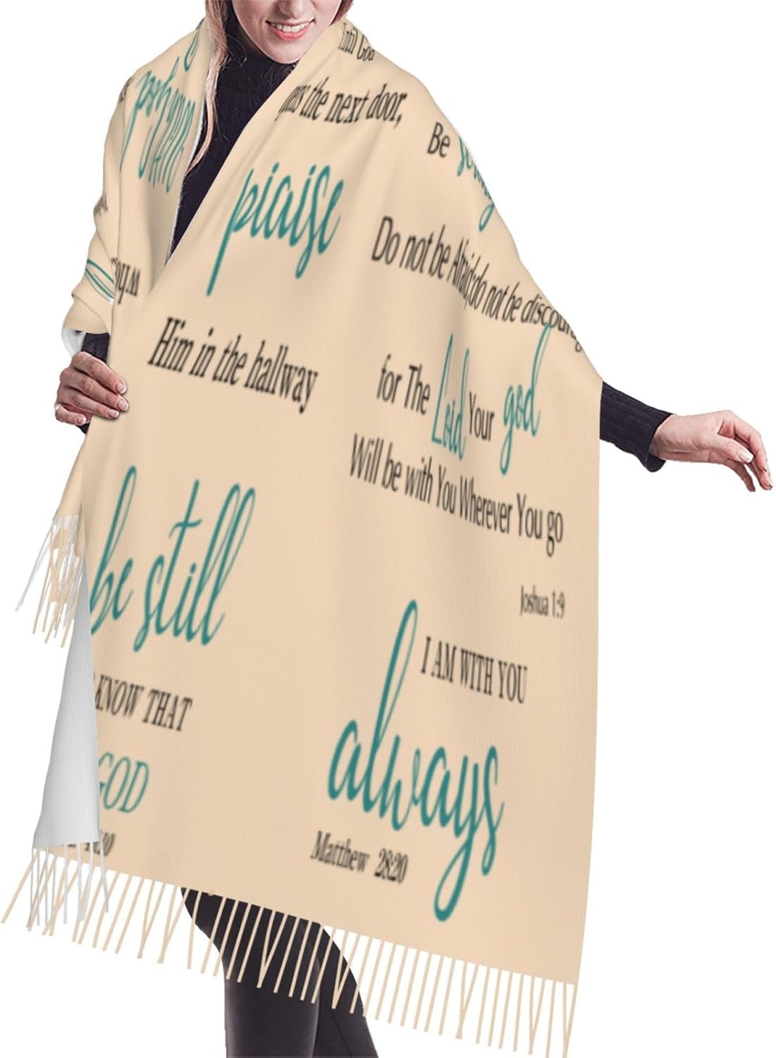 Beige Bible Verse Big Scarves Inspirational Quotes Christian Scripture ...