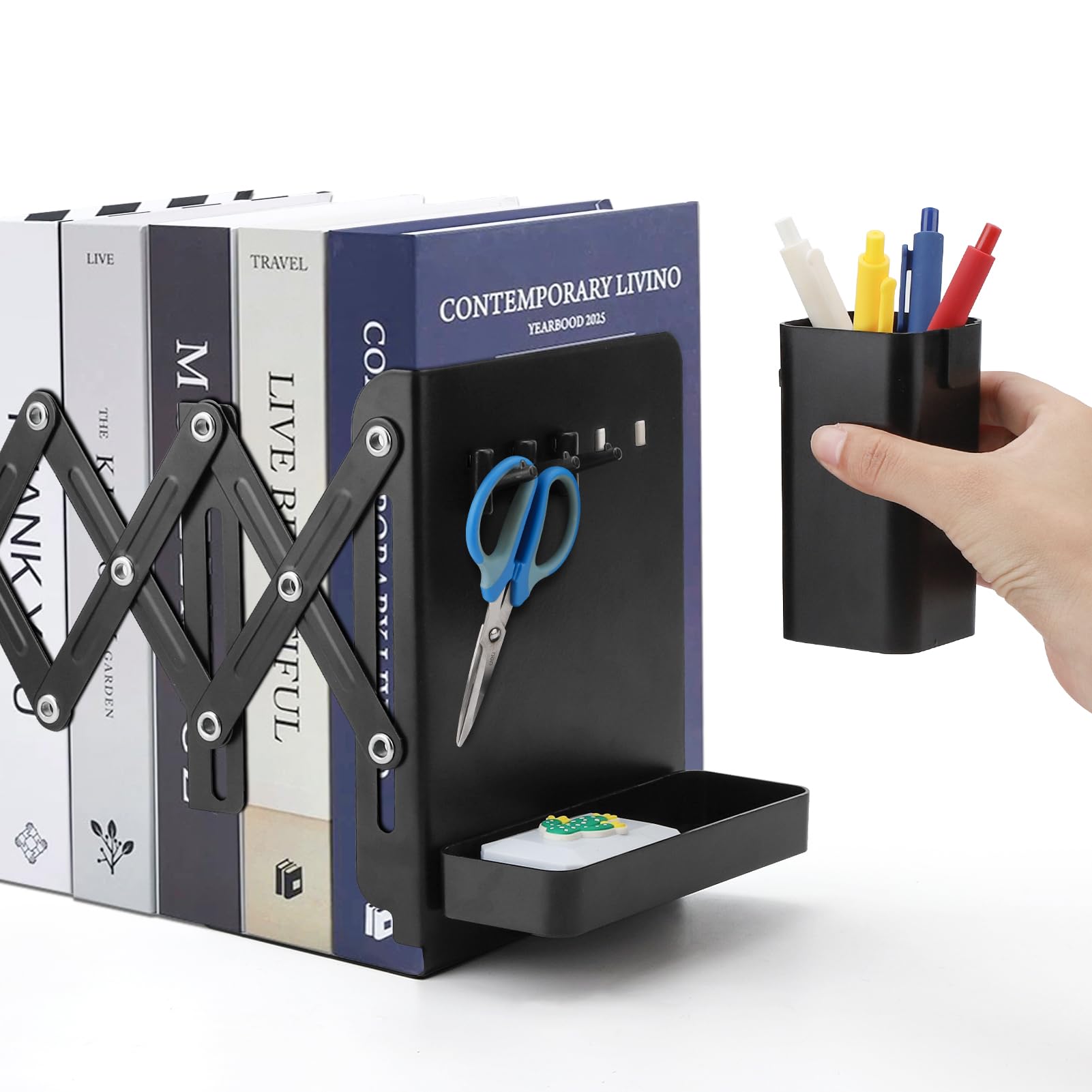 Amazon.com: Metal Bookends with Adjustable Length 4 to 19-Inch ...