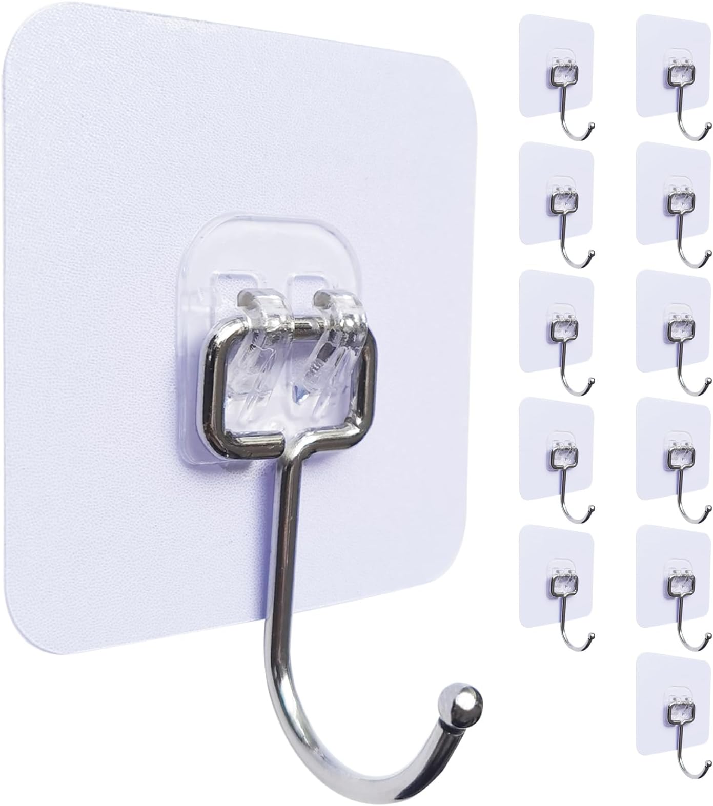 Yukrilt Adhesive Hooks for Hanging 12 Pack Heavy-Duty 22lb(Max) Wall ...