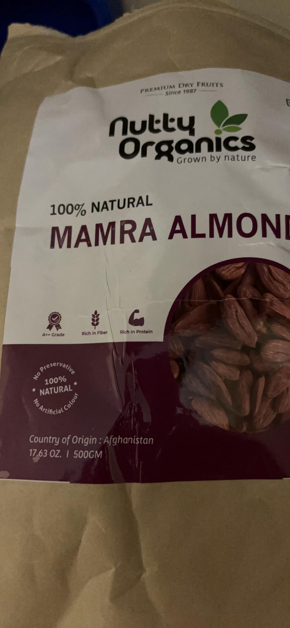 Nutty Organics Almonds Mamra - 250G (Grade A ++ Nuts, Premium,Rich In ...