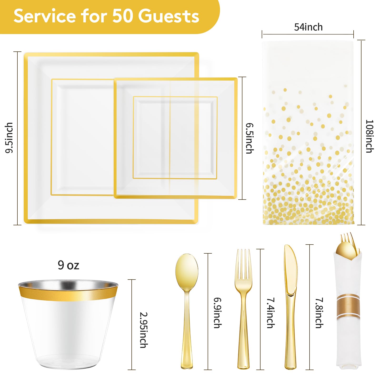 Snapklik.com : Goodluck 352-Piece Clear Plastic Dinnerware Set For 50 ...