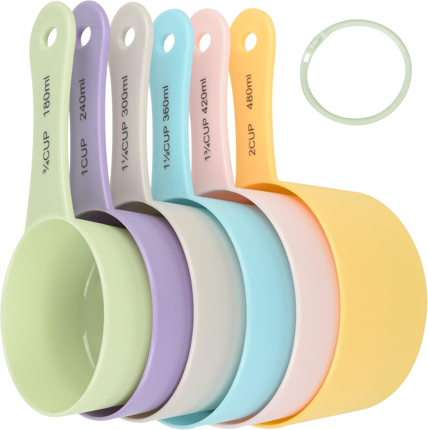 Amazon.com: 6-Piece Plastic Measuring Cups Set for Kitchen & Baking ...